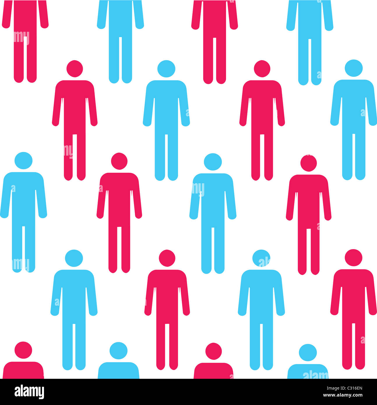 Seamless pattern with silhouettes of the person of red color.(can be ...