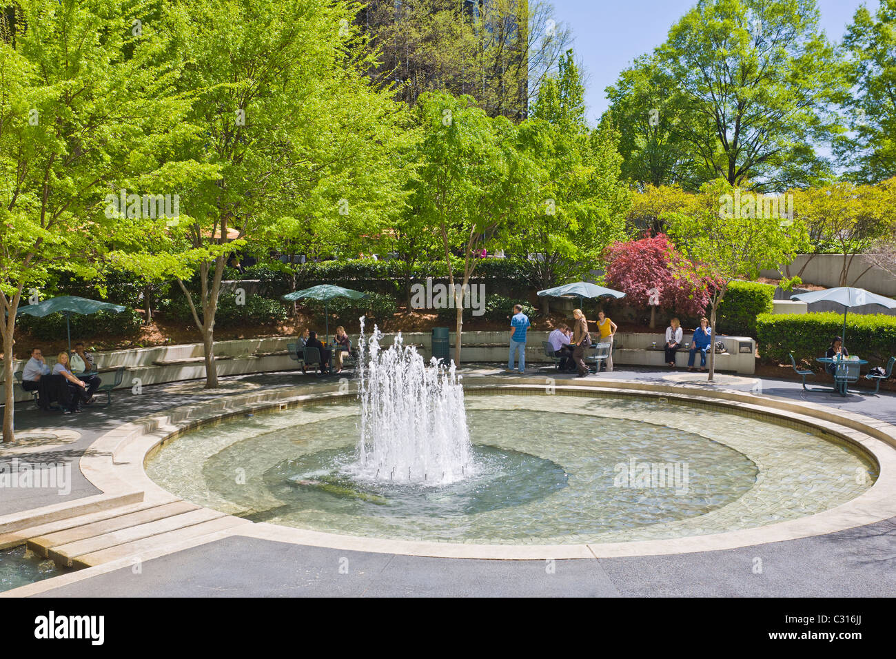 Fountain and park in downtown Charlotte North Carolina downtown ...