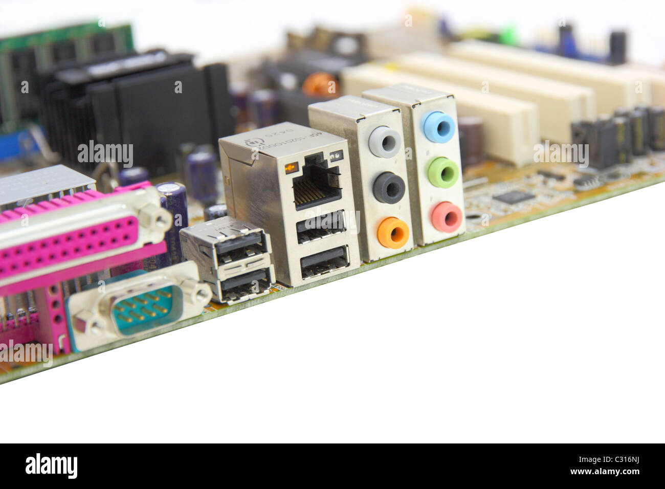 Computer mainboard with many electronic components Stock Photo - Alamy