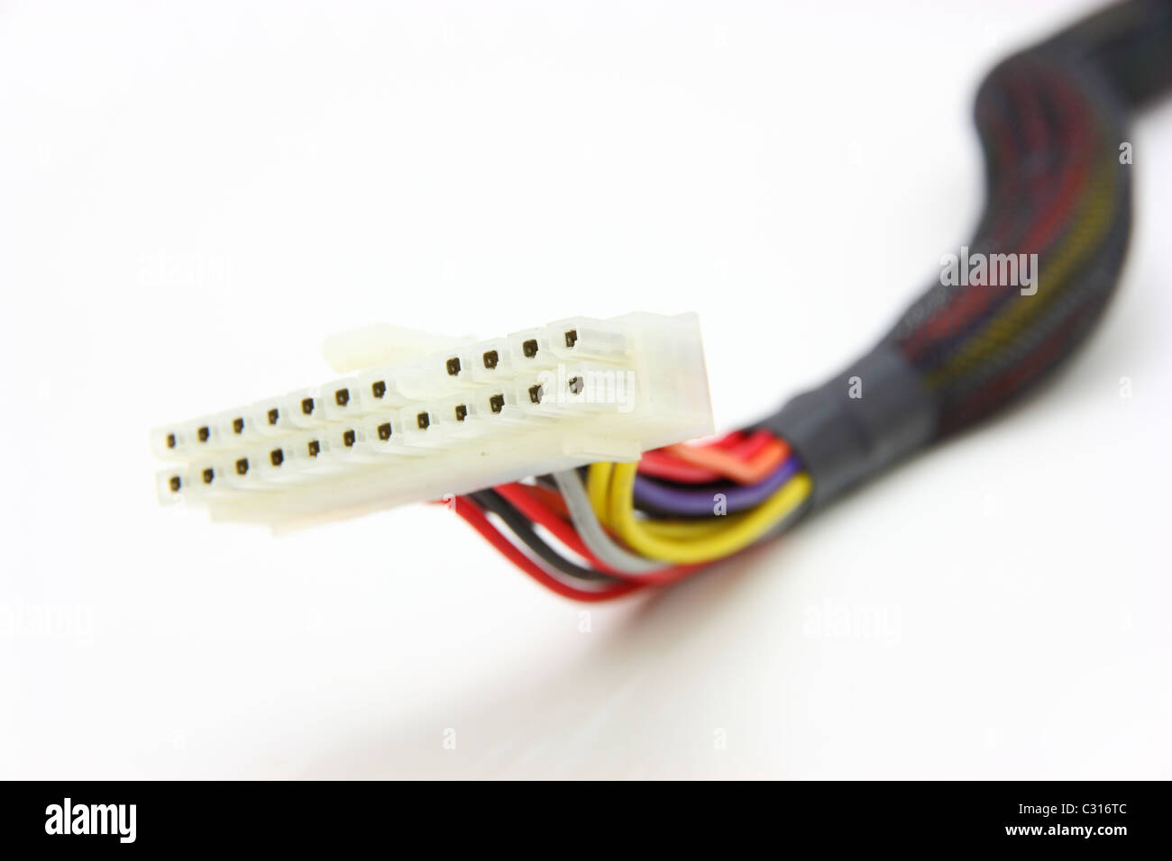 Computer motherboard power lines. Color cables Stock Photo - Alamy