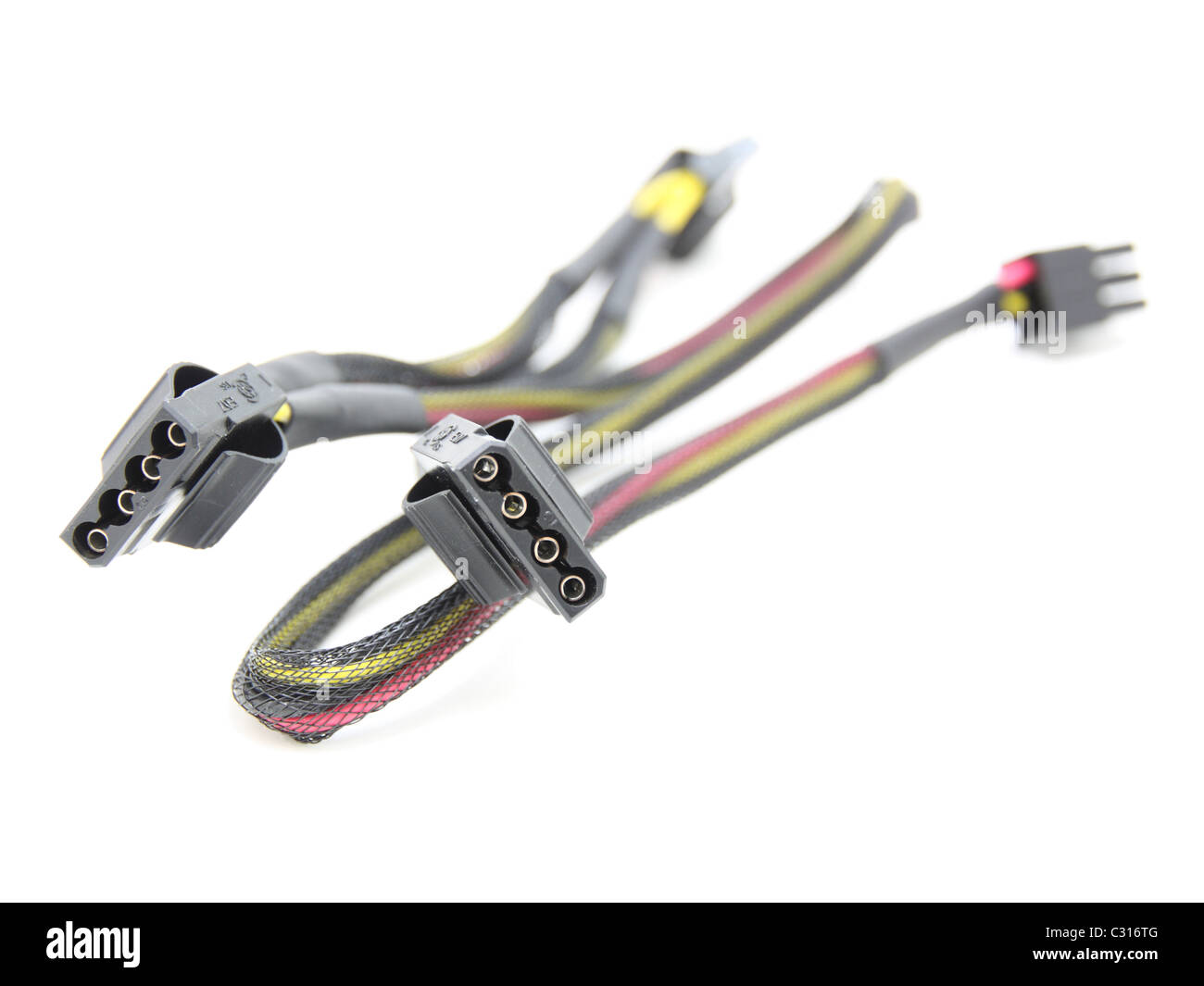 Hard disk drive power cables on a white background Stock Photo - Alamy