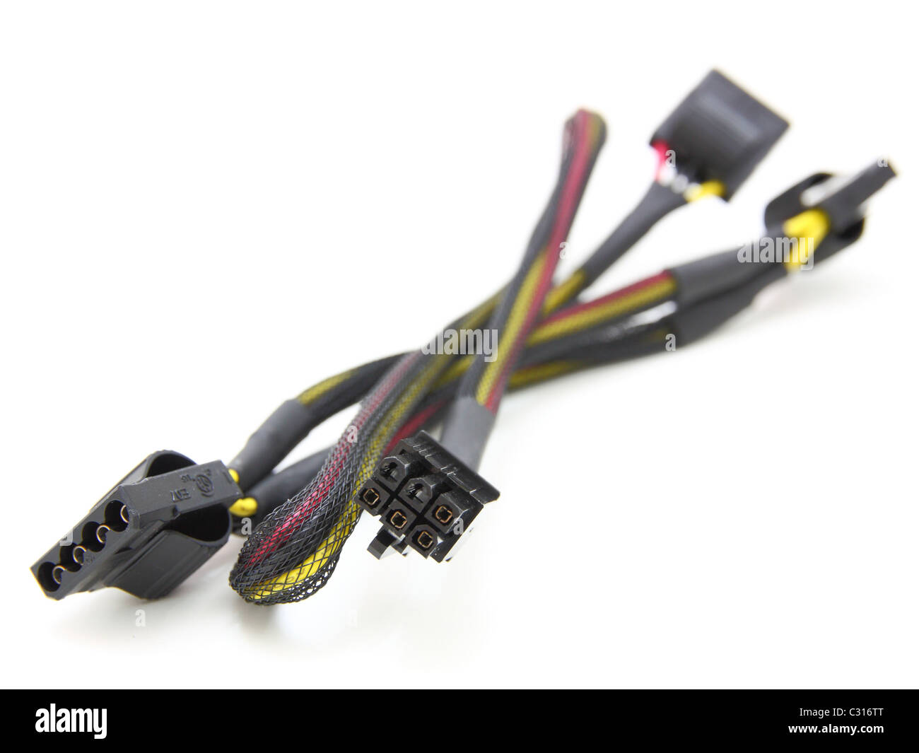 Hard disk drive power cables on a white background Stock Photo - Alamy