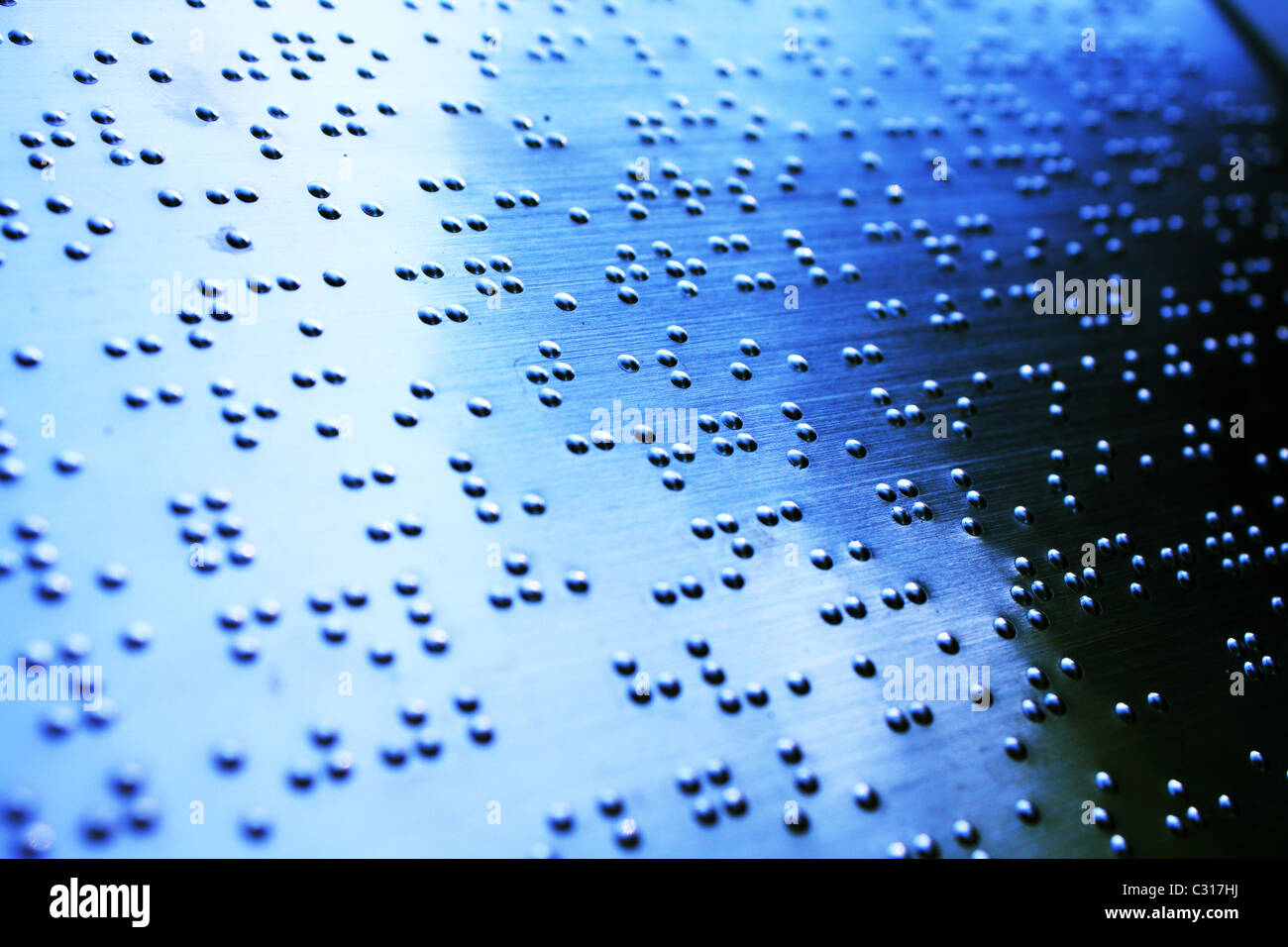 Plain Braille Page Macro with blue toned Stock Photo - Alamy