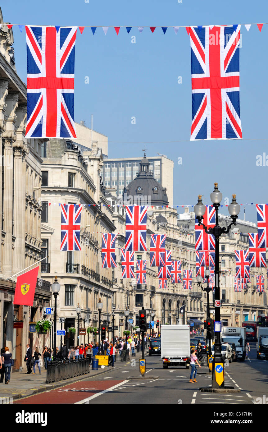 Regent Street London Union Jack flags for Royal Wedding celebrations ...