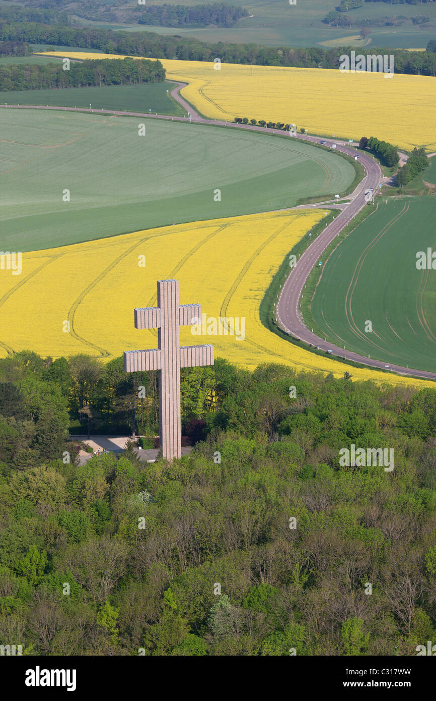 AERIAL VIEW. Symbol of the French Forces in WWII, the Cross of Lorraine ...