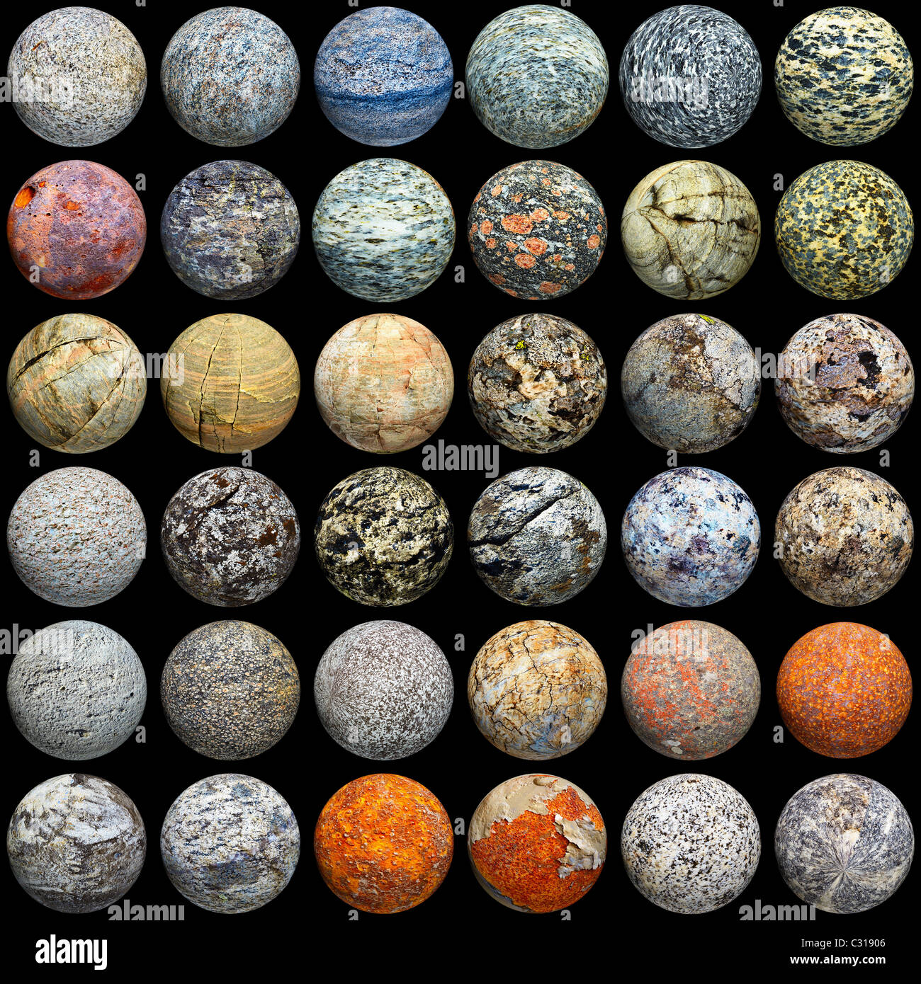 Set from balls of different materials - seamless dark texture Stock ...