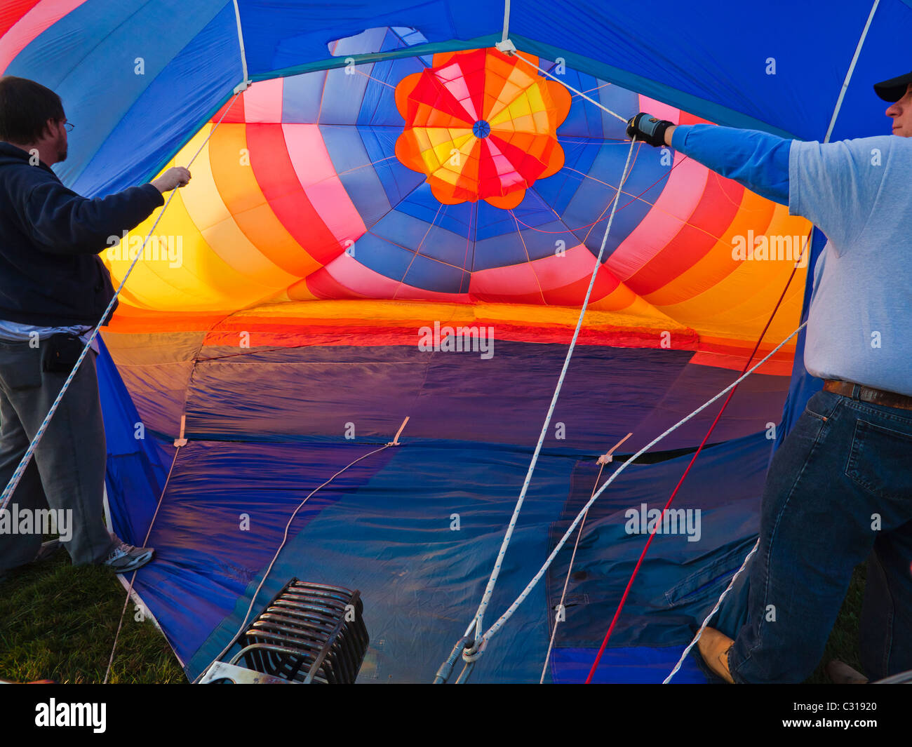Hot air balloon two men inside hi-res stock photography and images - Alamy