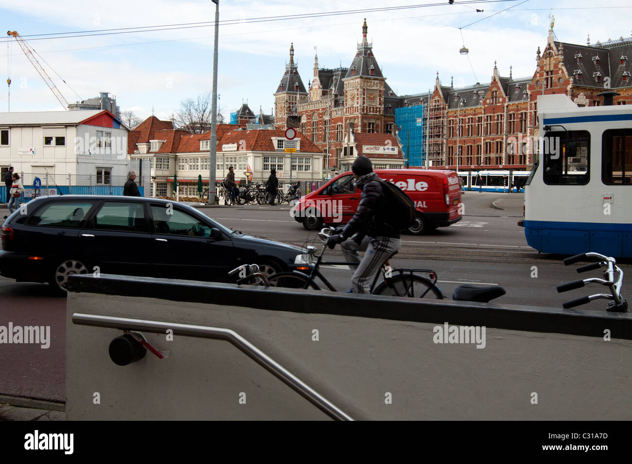 Traffic in front of Amsterdam Central Station Stock Photo - Alamy