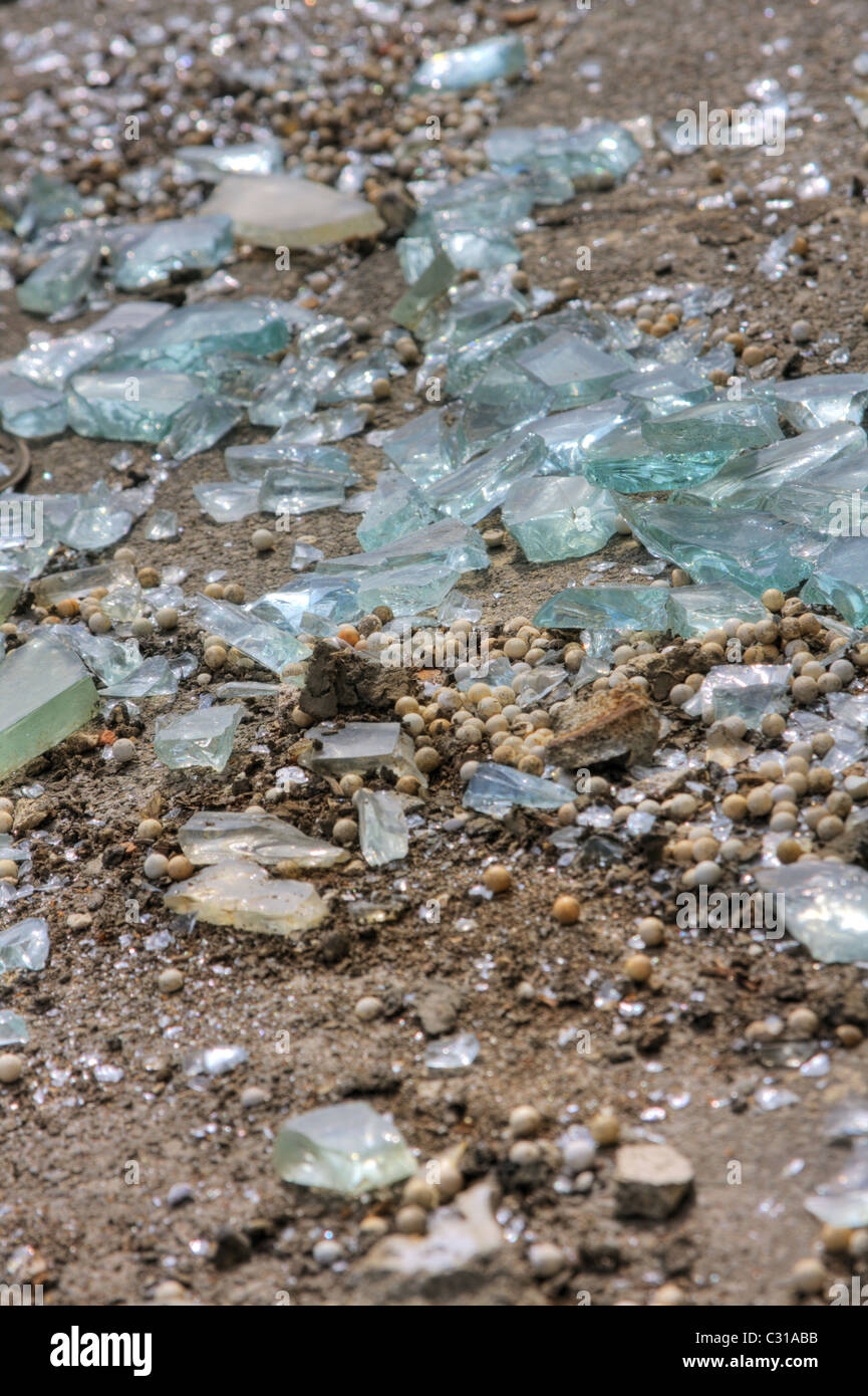 Close shot of broken glass pieces Stock Photo - Alamy