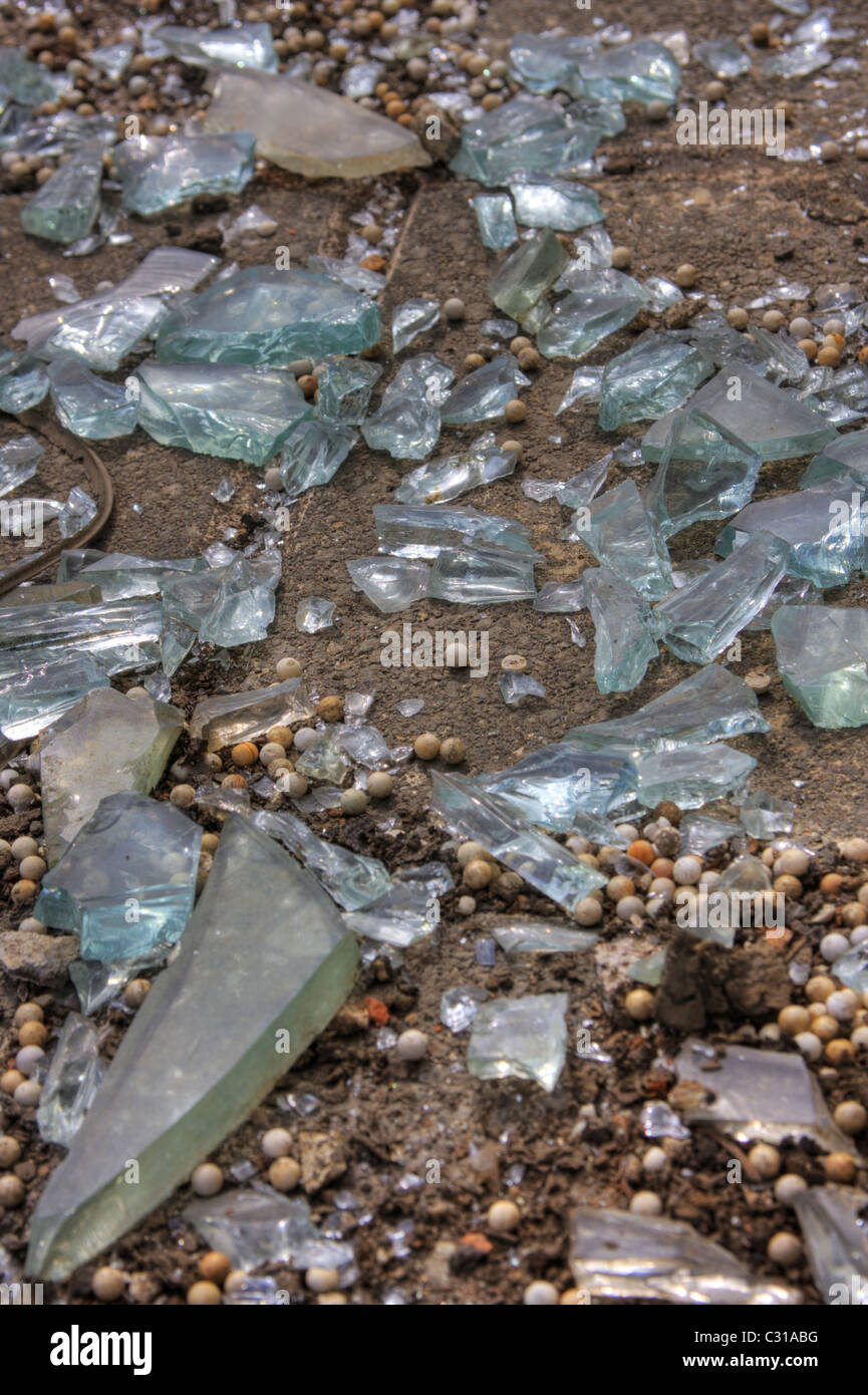 Close shot of broken glass pieces Stock Photo - Alamy