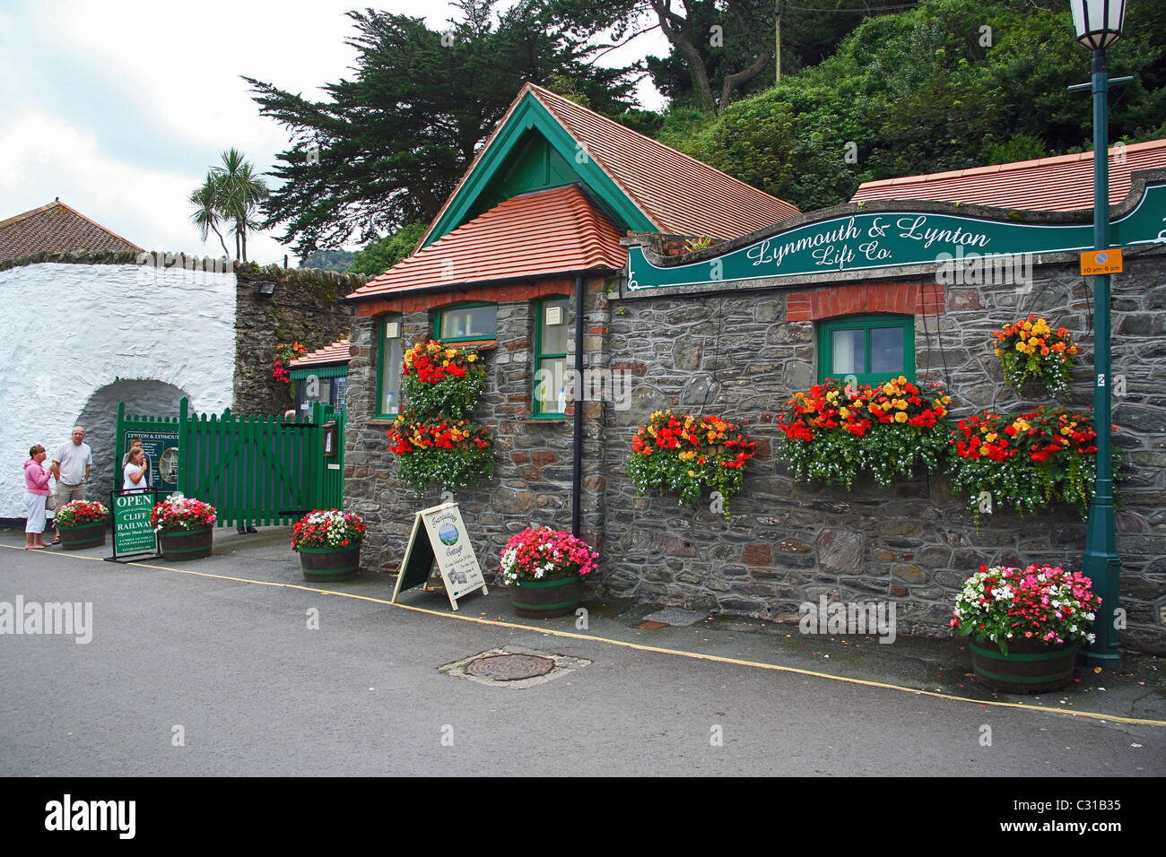 The Lynton & Lynmouth Cliff Railway station at Lynmouth, Devon, England ...
