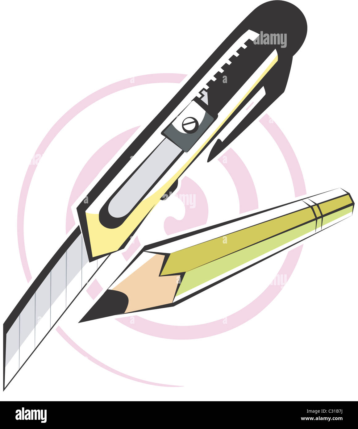 pencils and paper cutter Stock Photo - Alamy