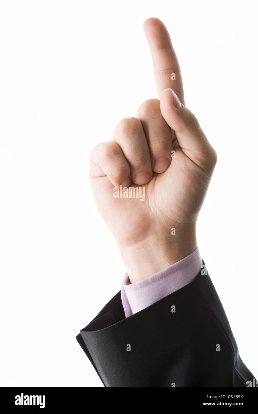 Photo of human hand with forefinger pointing upwards Stock Photo - Alamy