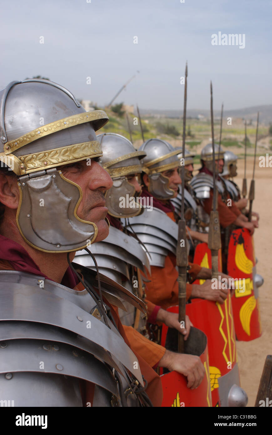 Jerash, Northern Jordan: Legionaries from the Roman Army and Chariot ...