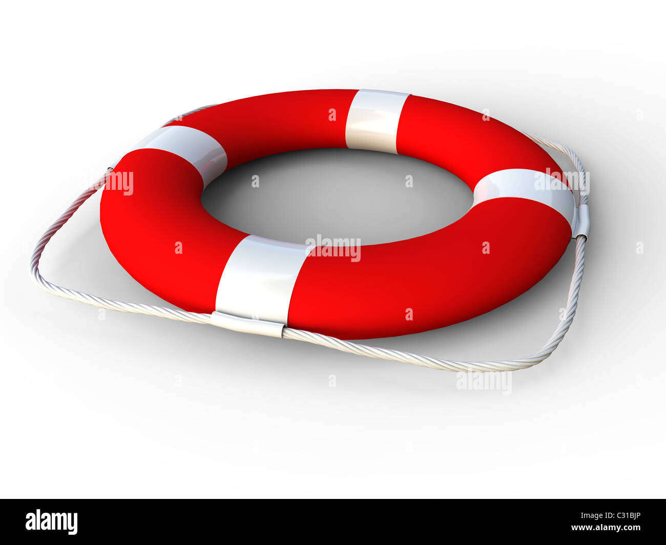 3D rendering of red life belt on white background Stock Photo - Alamy