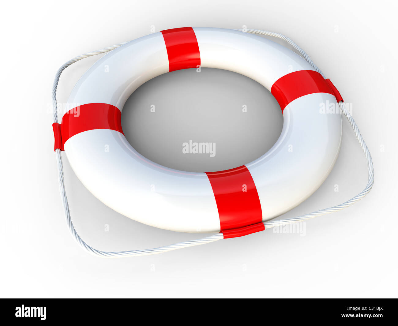 3d rendering of white and red life belt Stock Photo - Alamy