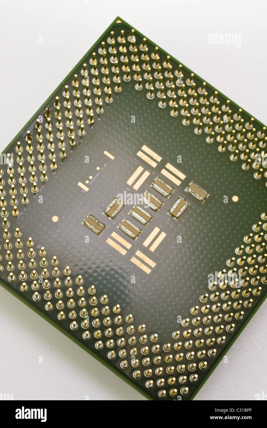 It is silicone chip CPU on white background Stock Photo - Alamy
