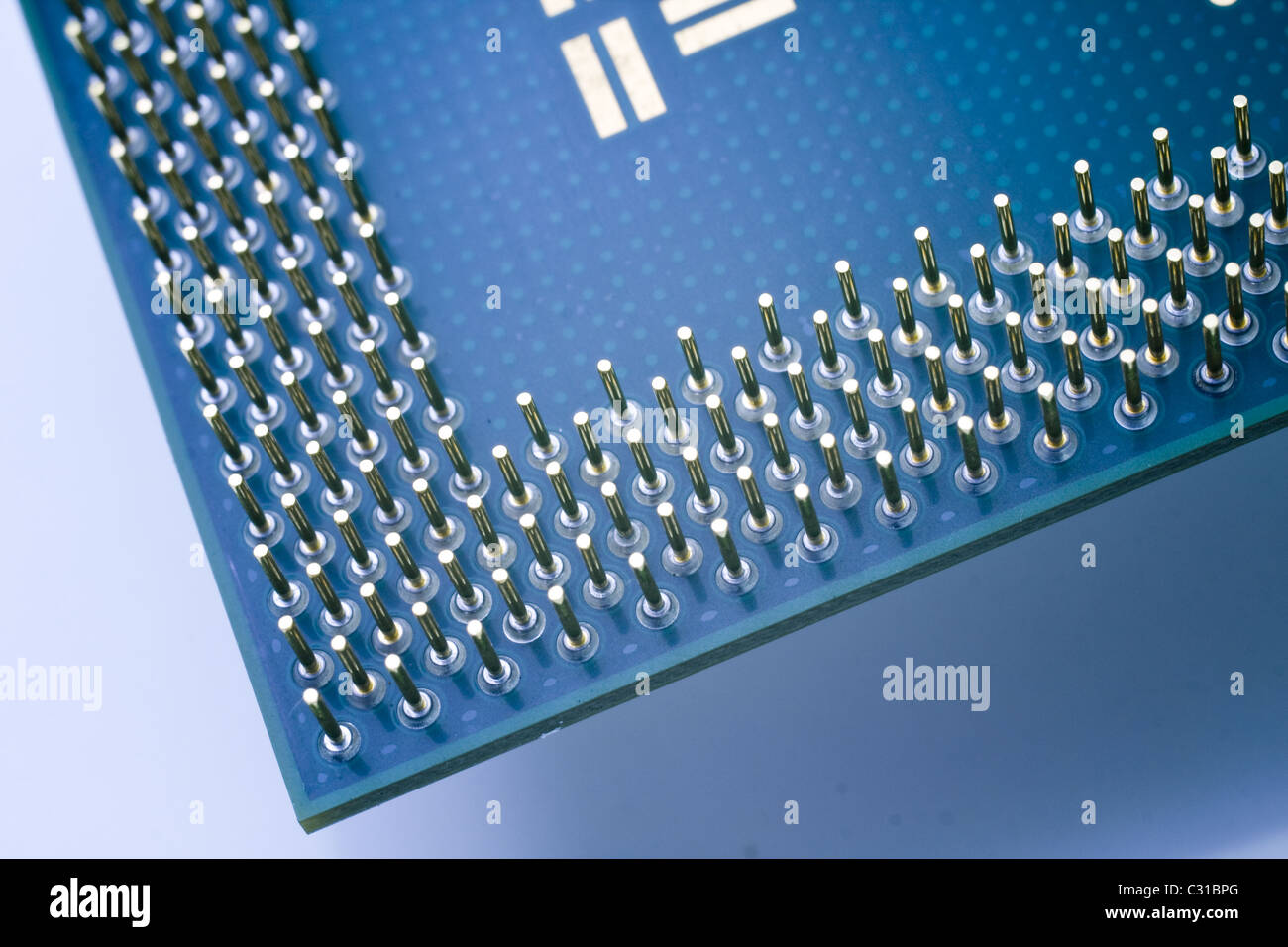 Silicone chip CPU on white background.I use the blue style to show the ...
