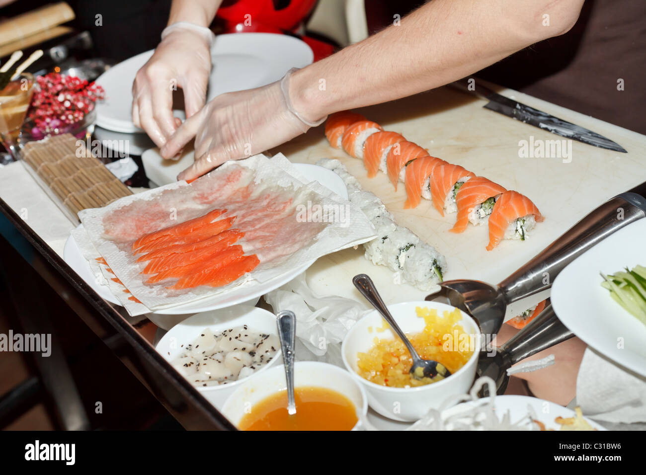 Japan sushi making class hi-res stock photography and images - Alamy
