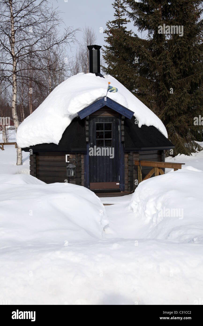 Traditional wooden sauna hut, Northern Sweden Stock Photo - Alamy