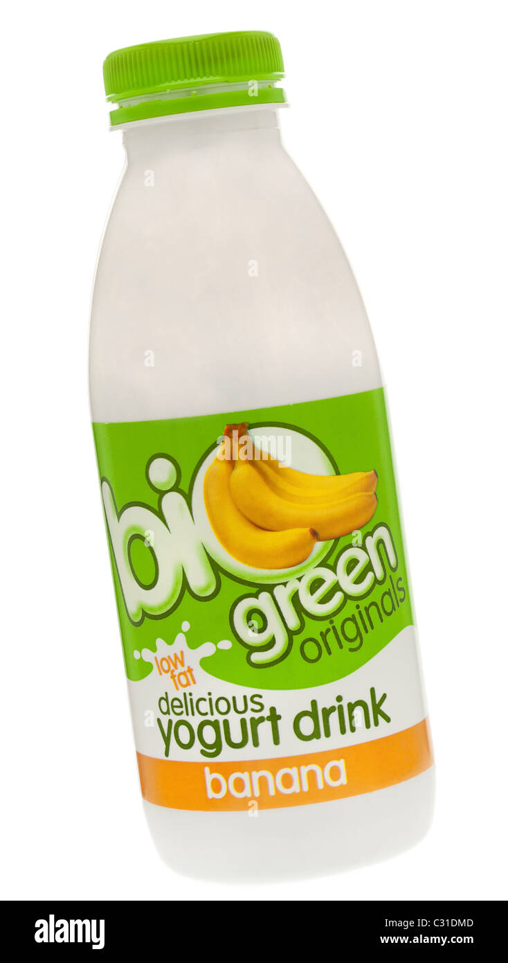 Bottle of Bio Green Originals Banana Yogurt Drink Stock Photo - Alamy