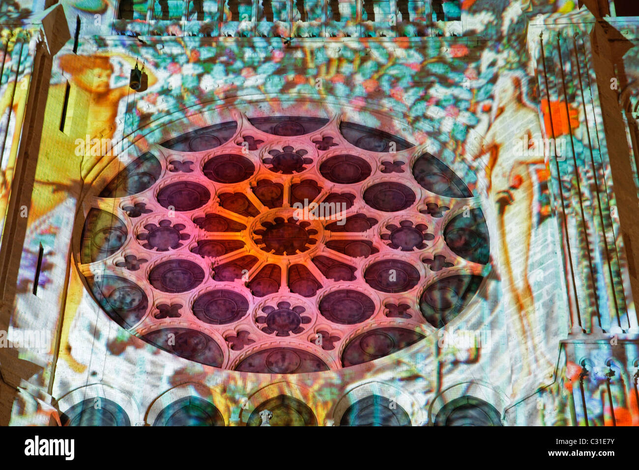 PROJECTION OF A PAINTING OF ADAM AND EVE ON THE CATHEDRAL’S SOUTH DOOR ...