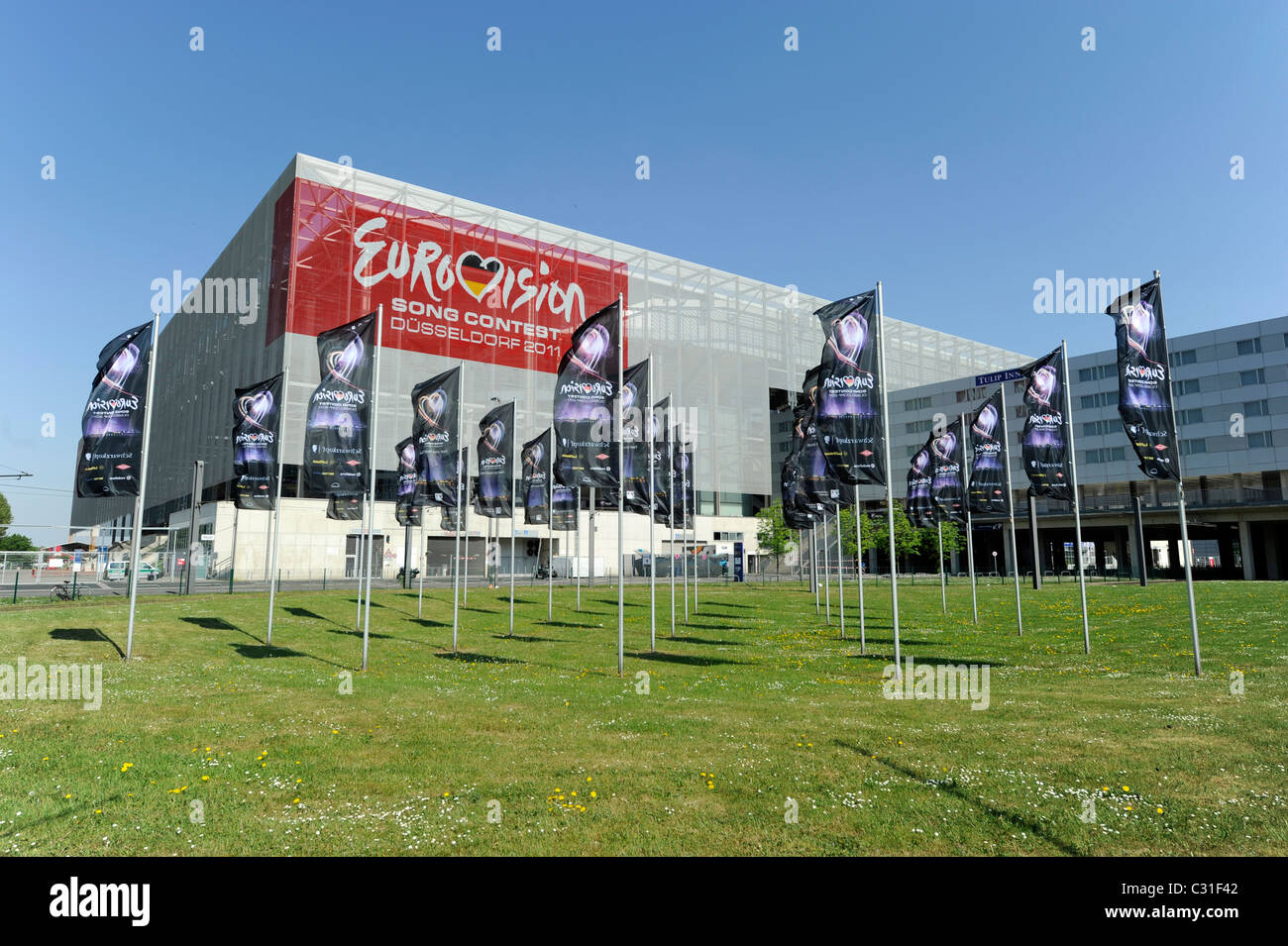 The Arena in Duesseldorf, home of the Eurovison Song Contest 2011 Stock ...
