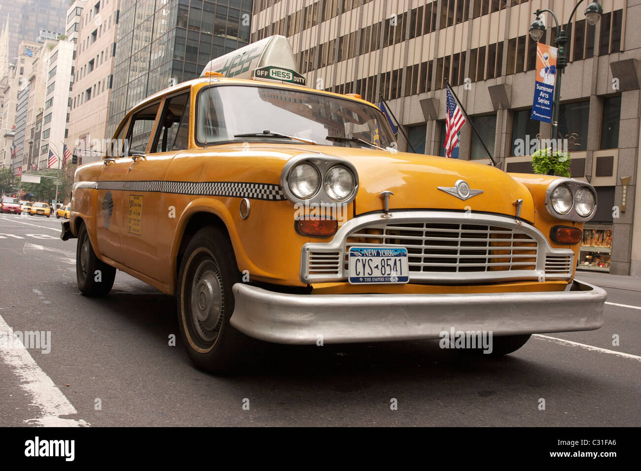 TAXI FROM THE 60'S ON A STREET IN NEW YORK, MANHATTAN, NEW YORK, UNITED ...