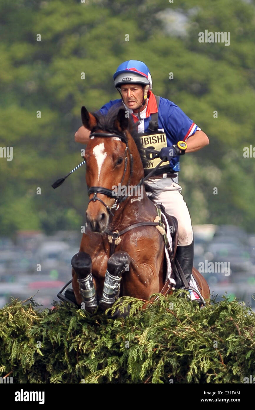 Pascal Leroy (FRA) riding MINOS DE PETRA at fence 14. Mitsubishi ...