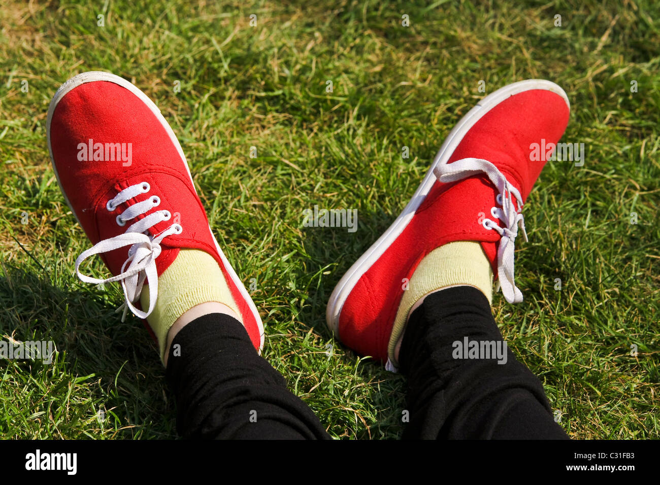 Bright red shoes Stock Photo - Alamy