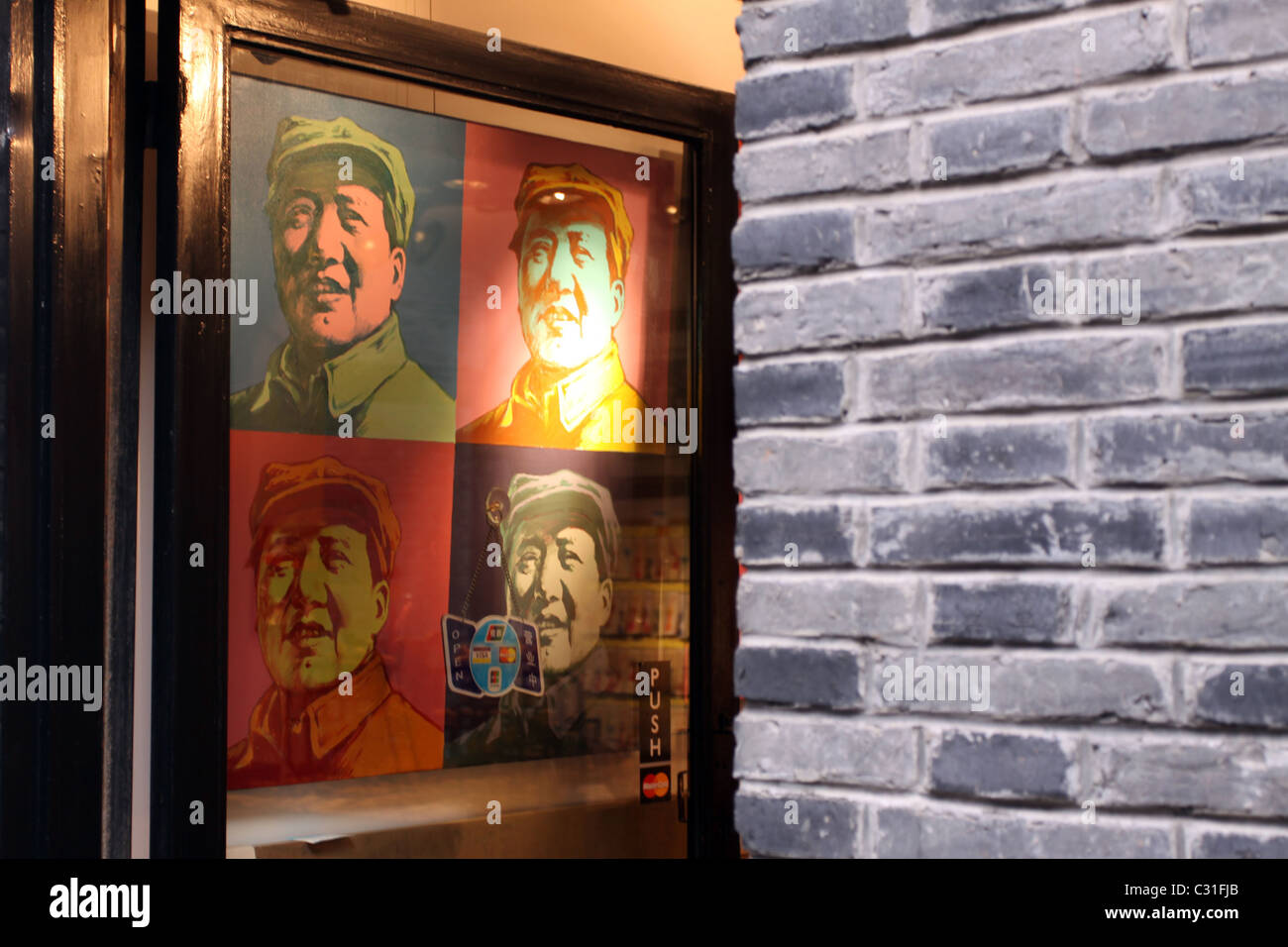 WORK OF MODERN ART USING PHOTOS OF MAO IN A GALLERY IN THE XINTIANDI ...