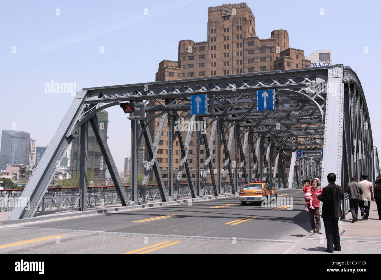 THE WAIBAIDU BRIDGE OVER THE WUSONG RIVER, IN THE BACKGROUND THE ...