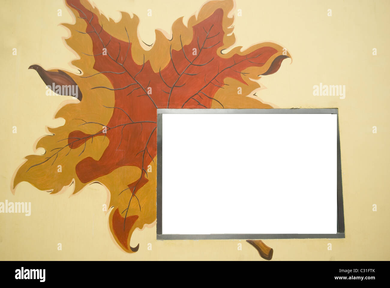 it is a leaf background with white board to let you write text there ...