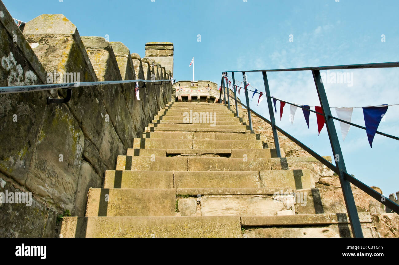 Steps up the ramparts at Warwick Castle Stock Photo - Alamy