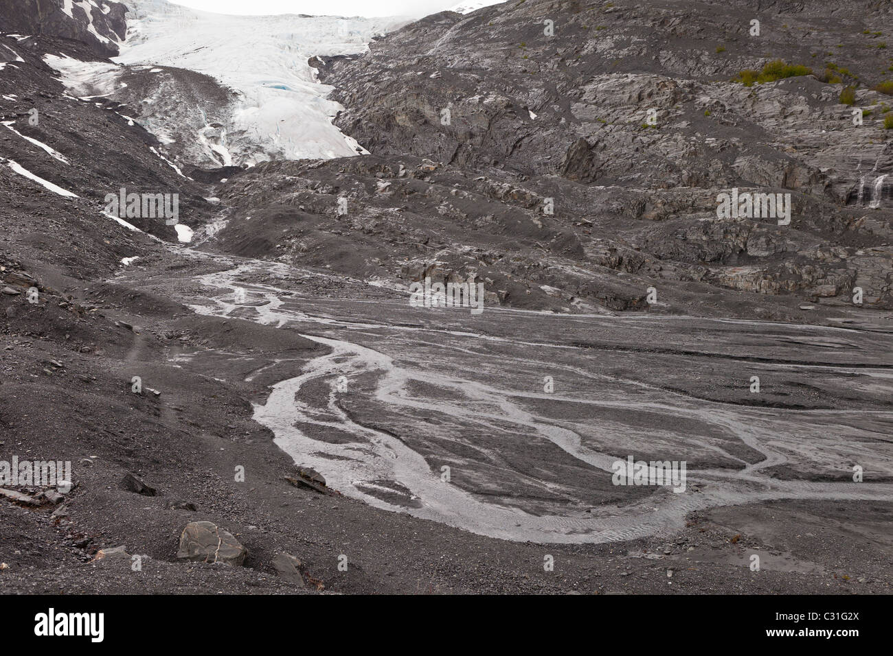 THOMPSON PASS, ALASKA, USA - Runoff from Worthington Glacier Stock ...