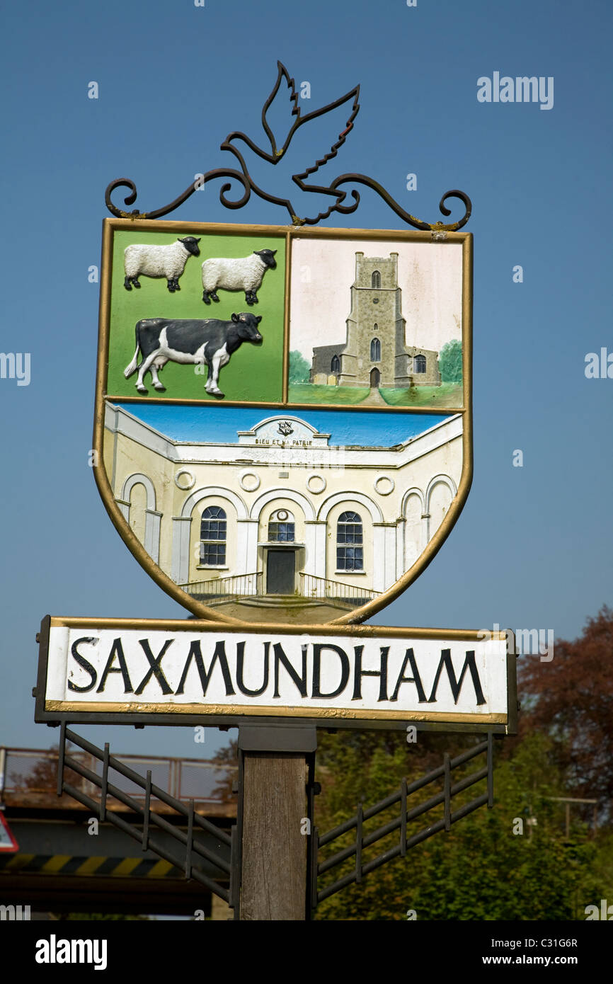 Saxmundham Suffolk England town sign Stock Photo - Alamy