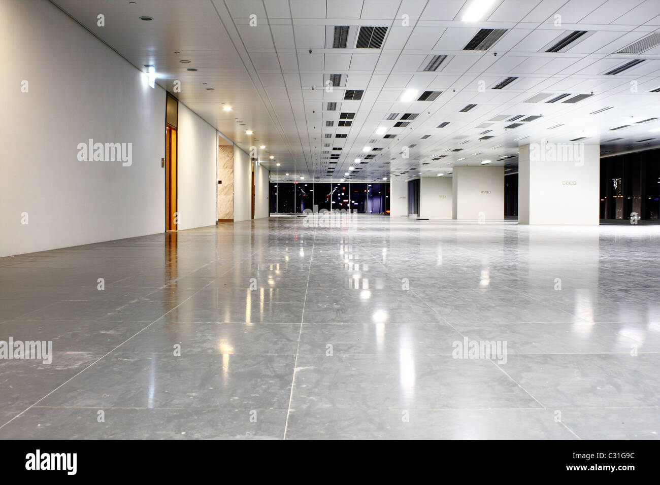 modern hall and nobody image at night Stock Photo - Alamy