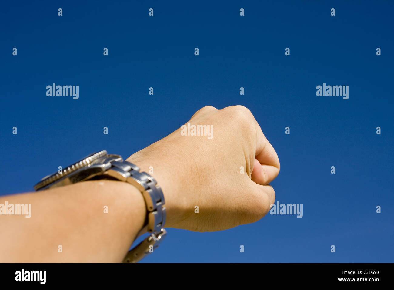Hand on sky,show challenge spirit Stock Photo - Alamy