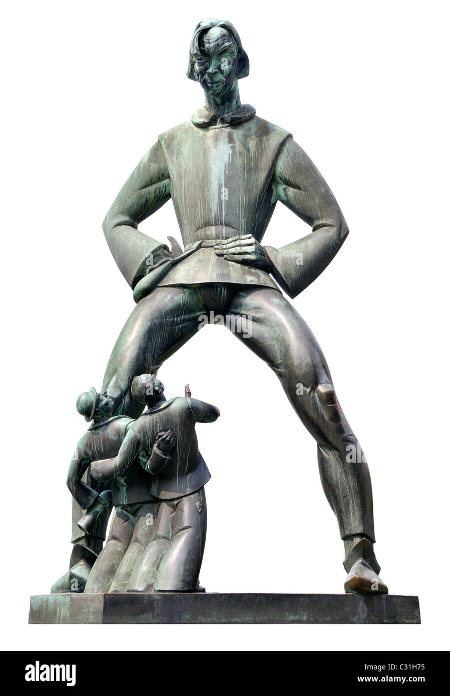 Antwerp / Antwerpen, Belgium. Bronze statue of 'Lange Wapper' by Albert ...