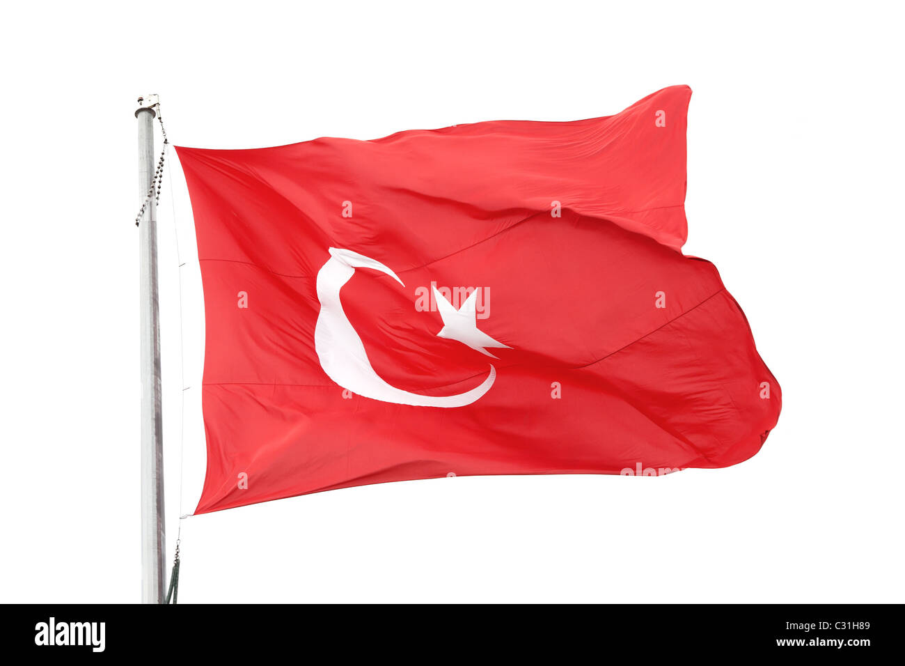 Turkish Flag waving on flag pole Stock Photo - Alamy