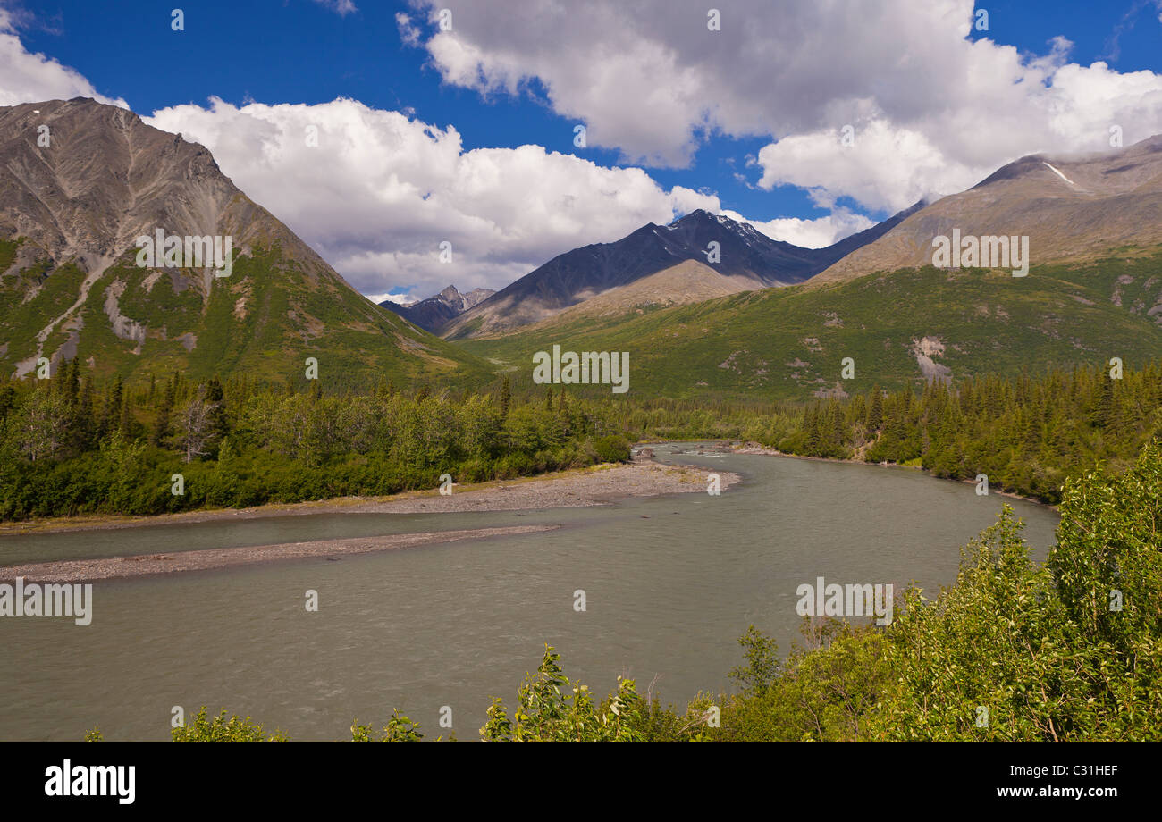 ALASKA, USA - River and mountain landscape Stock Photo - Alamy