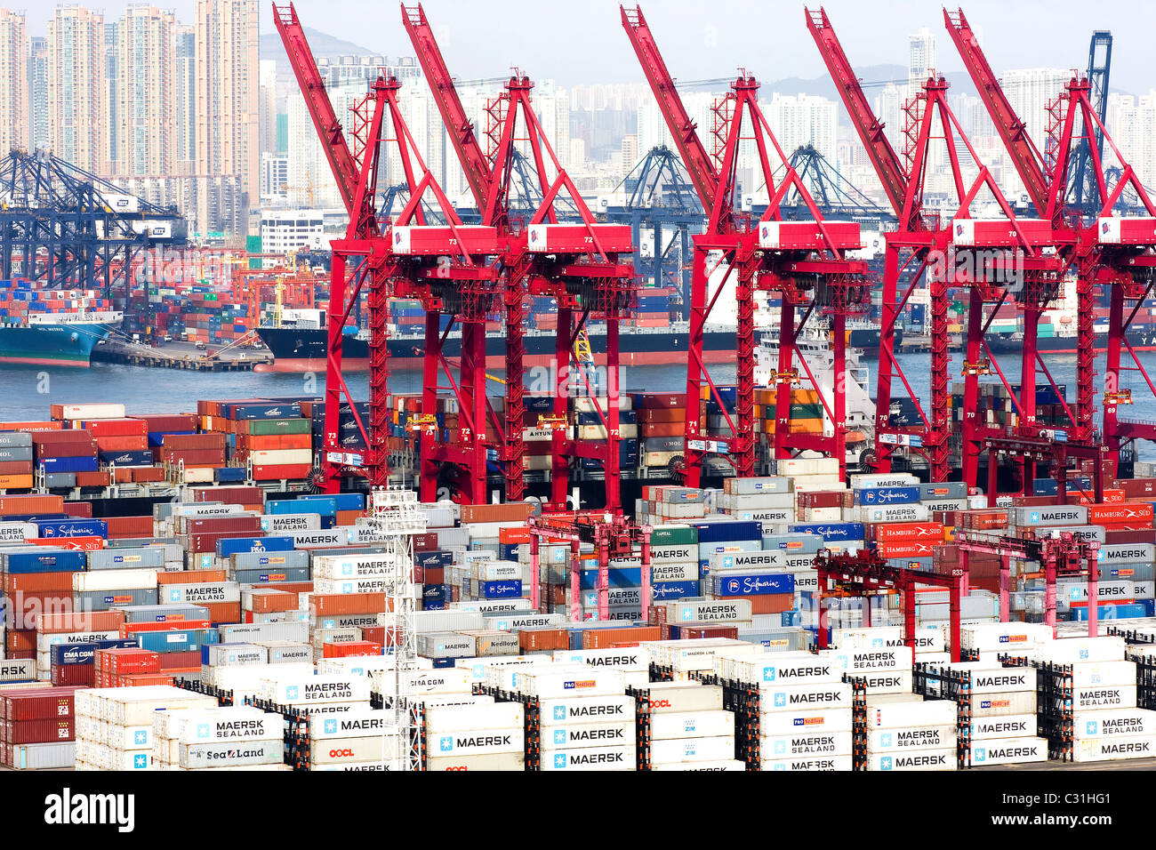 freight containers at the docks ready for shipping Stock Photo - Alamy