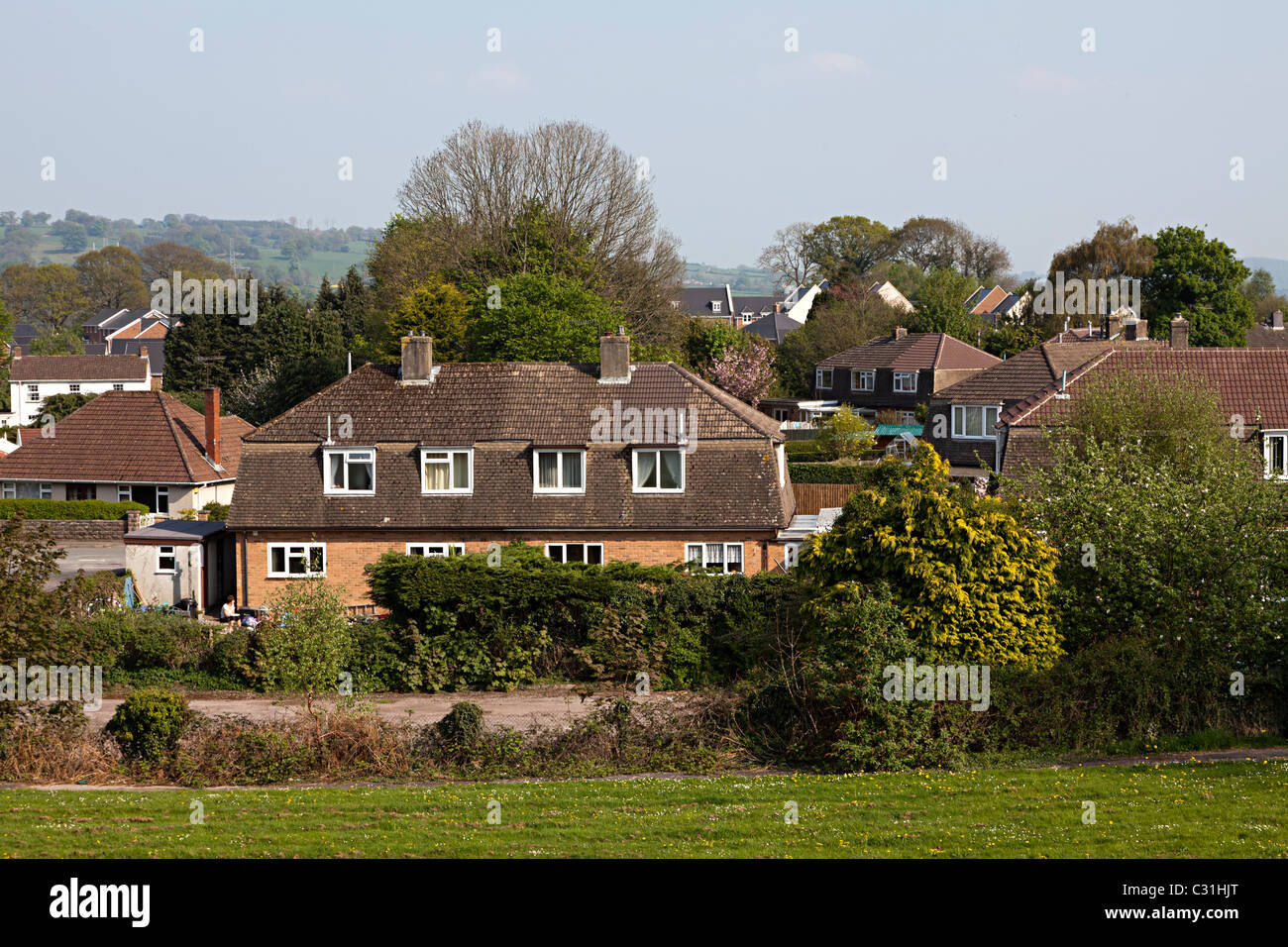 Housing estate in village Llanfoist Wales UK Stock Photo - Alamy