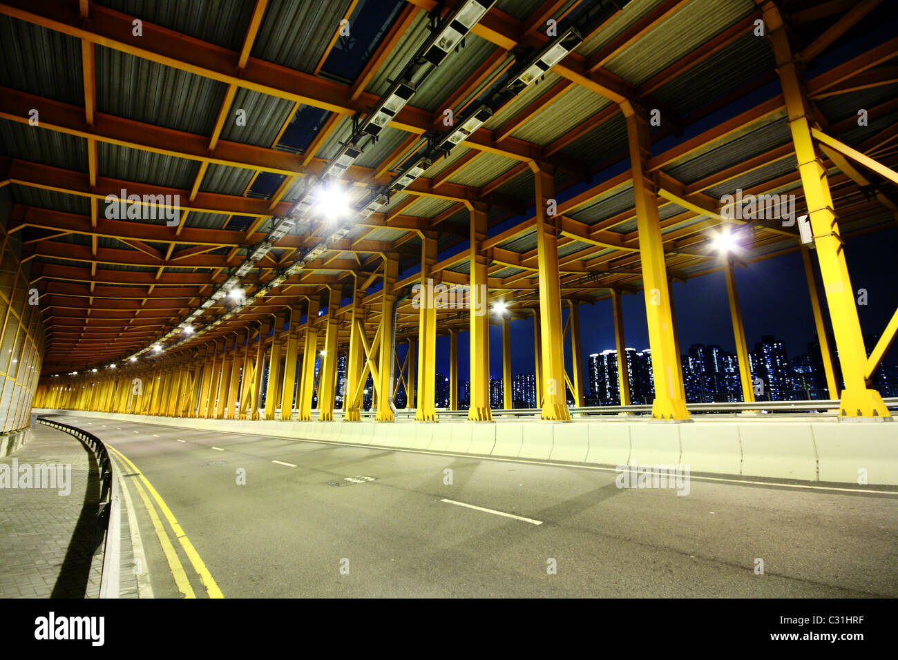 highway tunnel at night in hong kong Stock Photo - Alamy