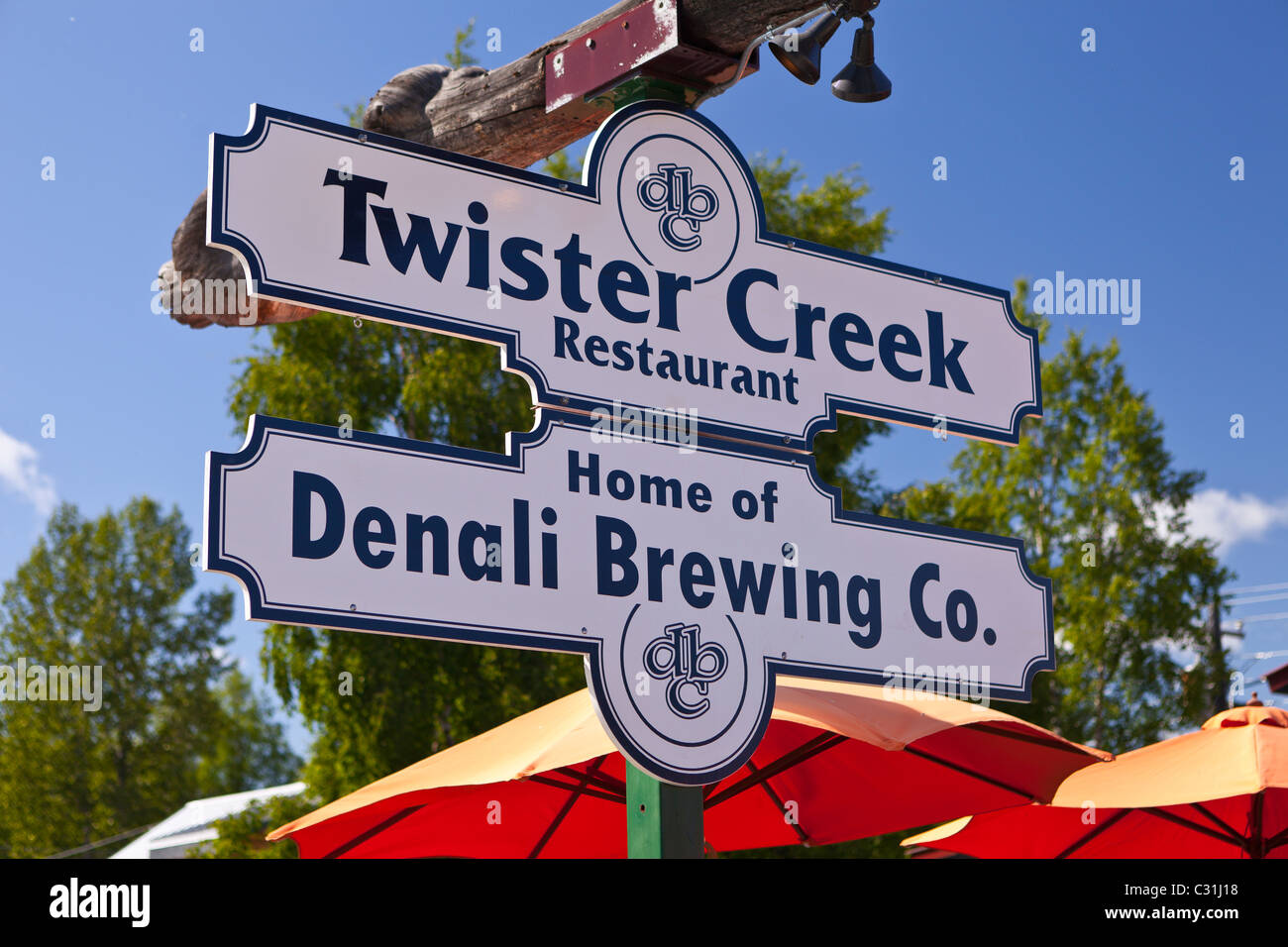 TALKEETNA, ALASKA, USA - Denali Brewing Company signs Stock Photo - Alamy