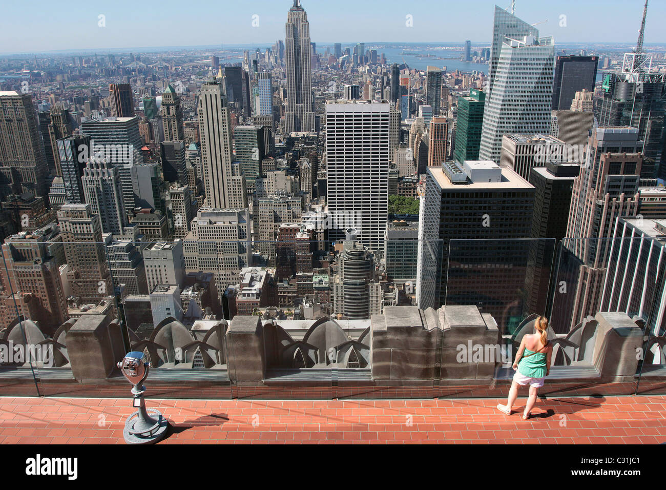 Observation deck with binoculars in skyscraper hi-res stock photography ...