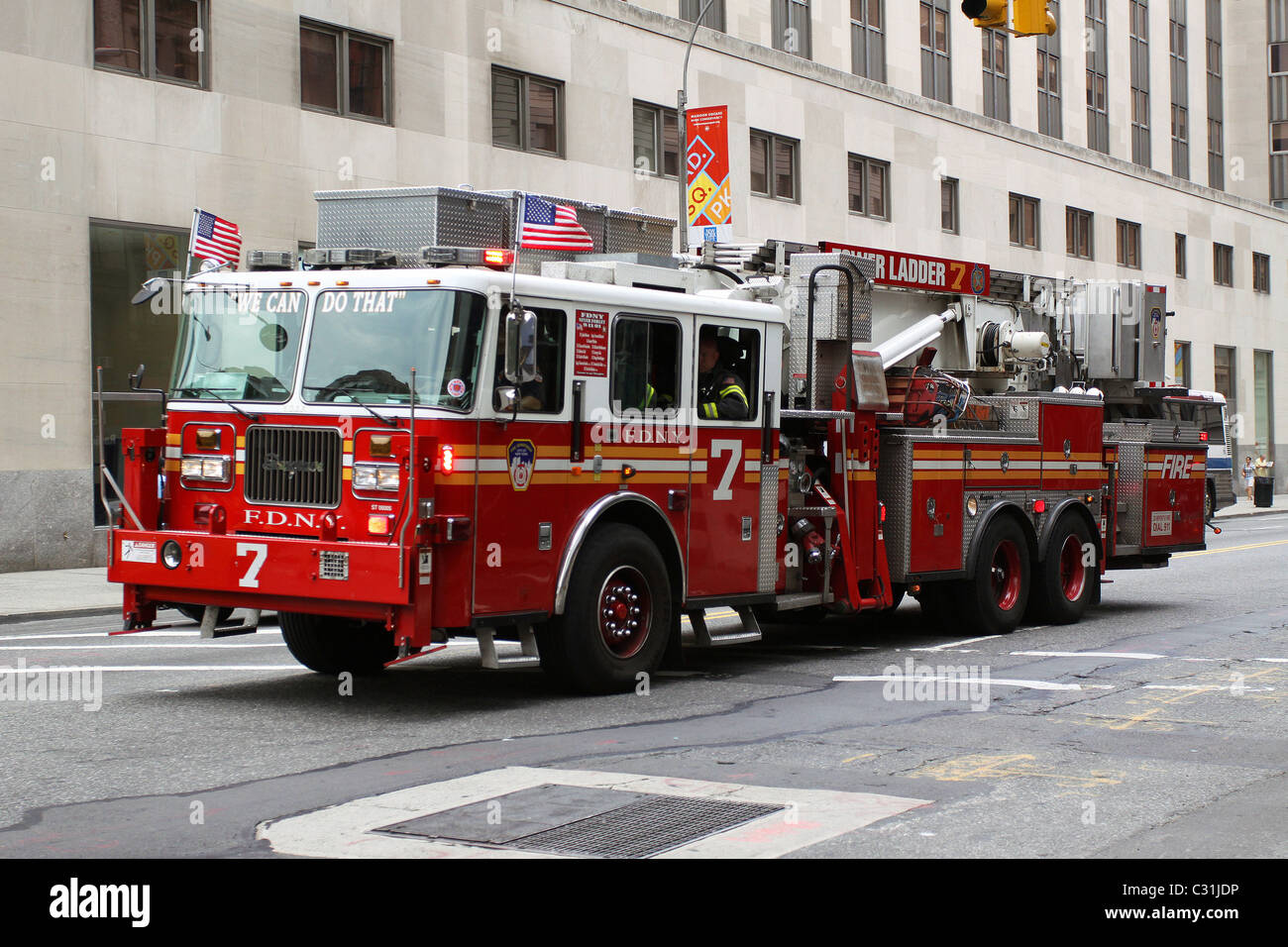 FIRE ENGINE OUT ON A STREET IN MANHATTAN, NEW YORK CITY, NEW YORK STATE ...