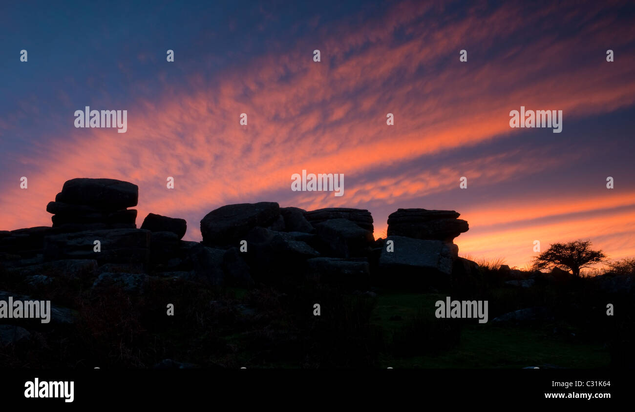 Dartmoor tor sunset silhouette hi-res stock photography and images - Alamy
