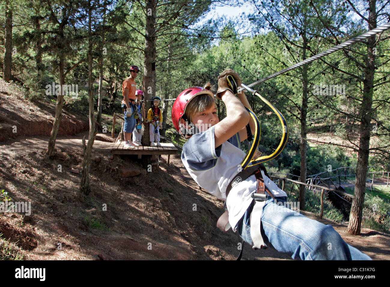 ZIP-LINE, OR TYROLEAN CROSSING, ACCRO-PARK (TREETOP ADVENTURE PARK ...