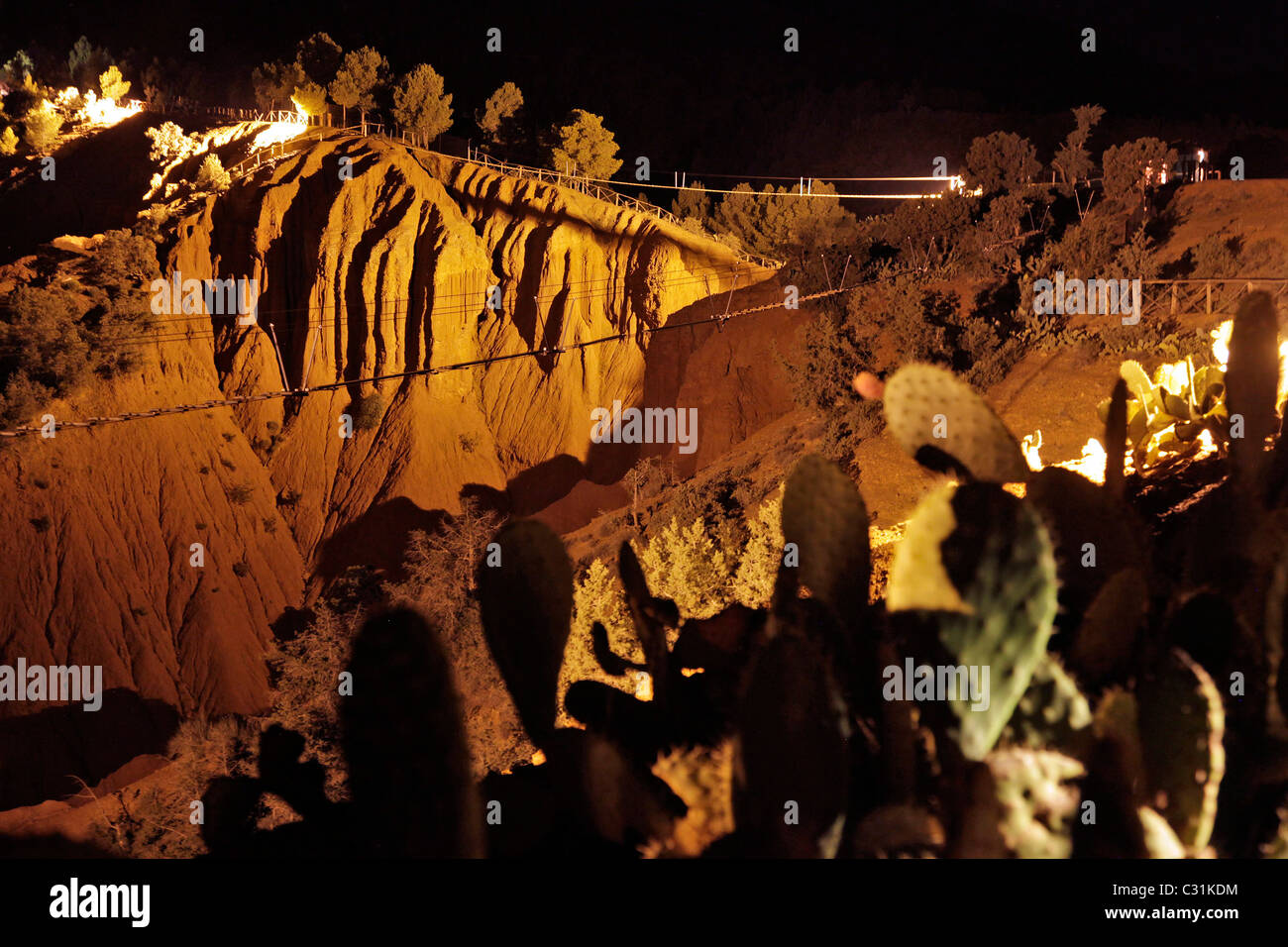 A MONKEY BRIDGES COURSE, THE AERIAL PARK AT NIGHT, DOMAINE DE TERRES D ...